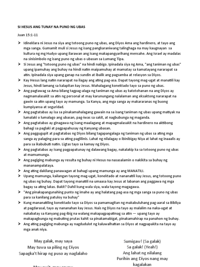 Si Hesus Ang Tunay Na Puno NG Ubas | PDF