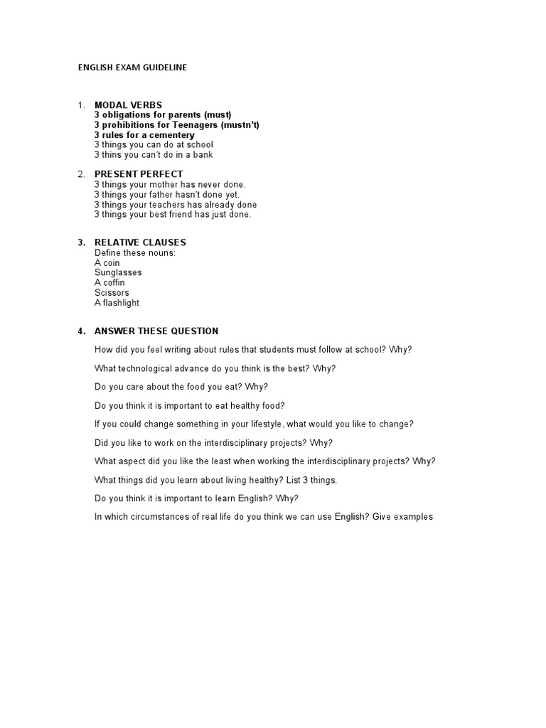 English Exam Guideline 9ab | PDF