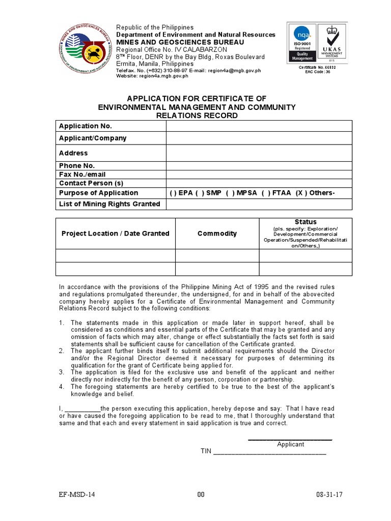 CEMCRR Application Form EF-MSD14 R4A | PDF | Justice | Crime & Violence
