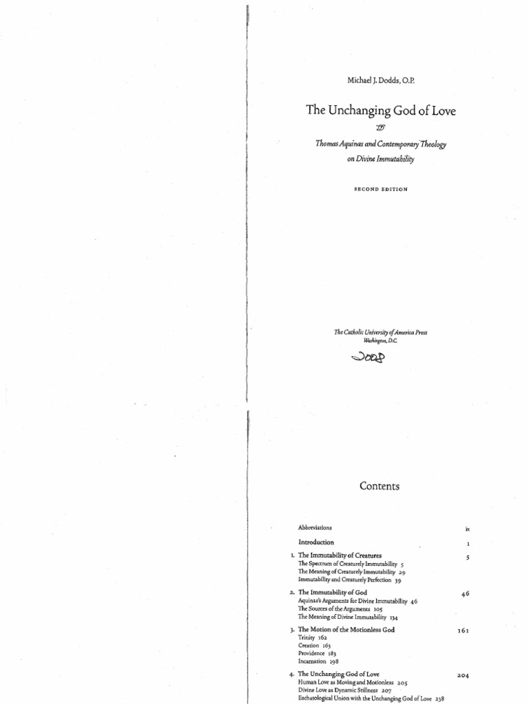 The Unchanging God of Love Thomas Aquinas and Contemporary Theology On Divine Immutability ...