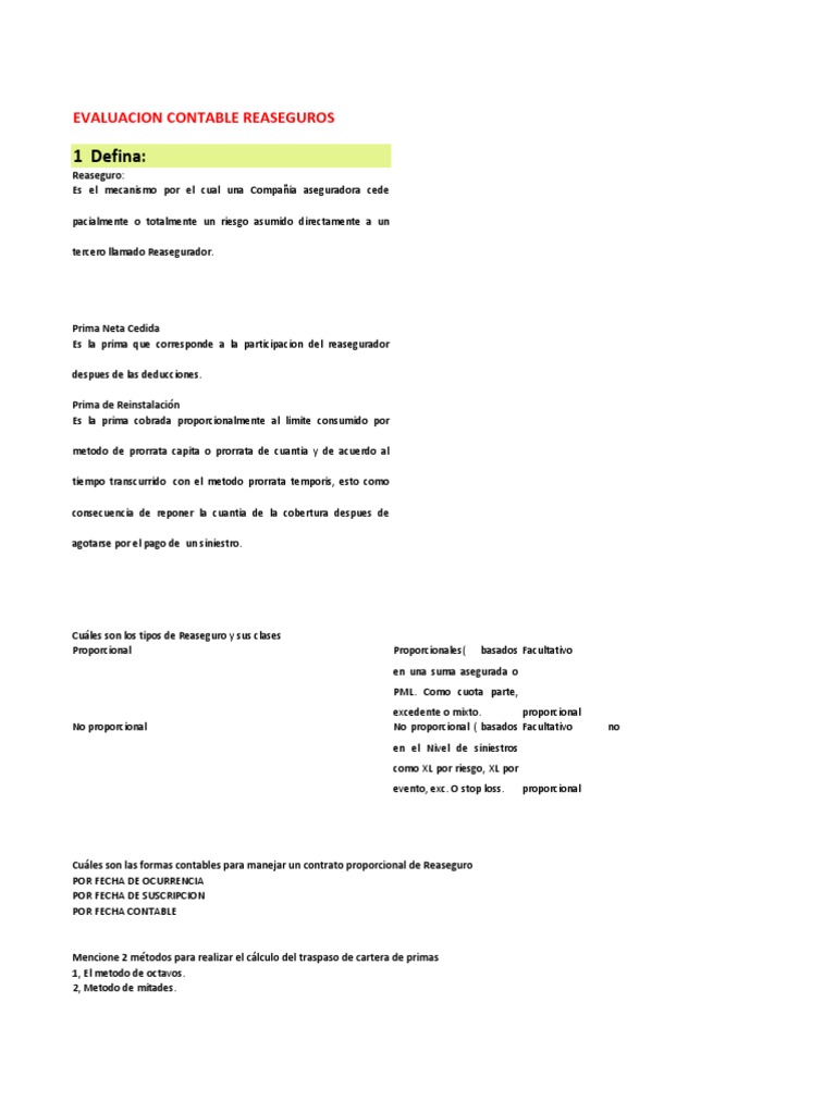 REPASO | PDF | Reaseguro | Servicios financieros
