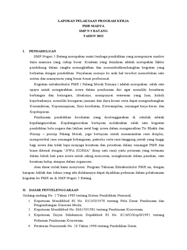 Laporan Ekstrakurikuler | PDF