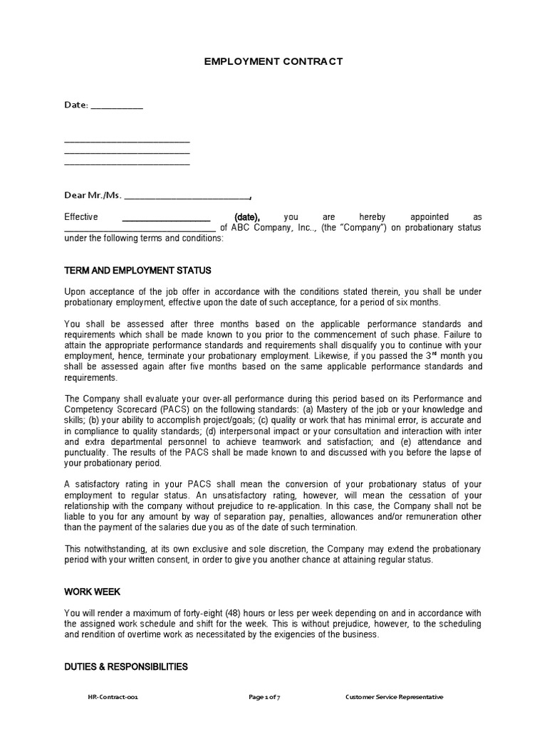 Employment Contract - SAMPLE | PDF | Confidentiality | Employment