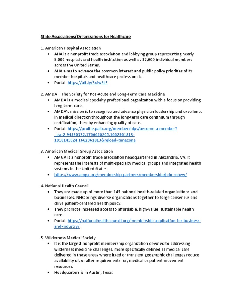 Healthcare Associations Directory | PDF | Health Care | Hospital