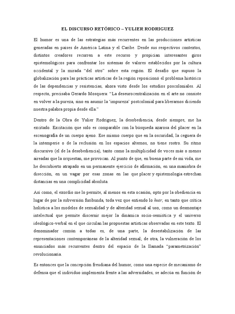 El Discurso Retórico | PDF | Humor | Cuba