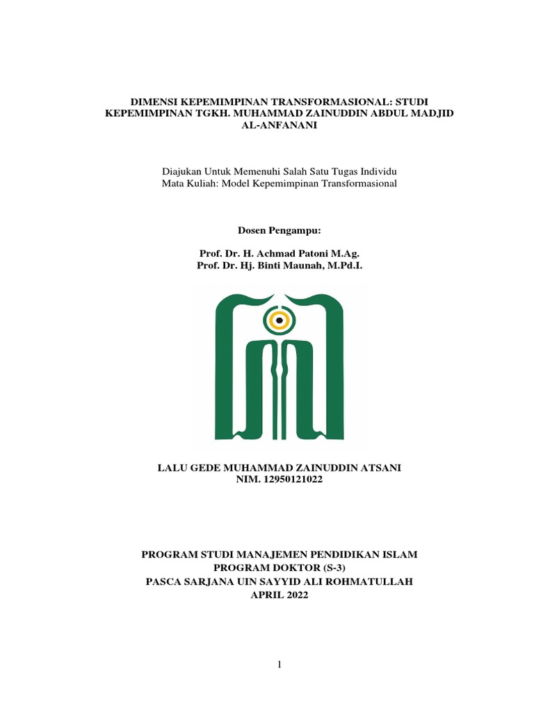 LALU GEDE M ZAINUDDIN ATSANI - Model Kepemimpinan Transformasional ...