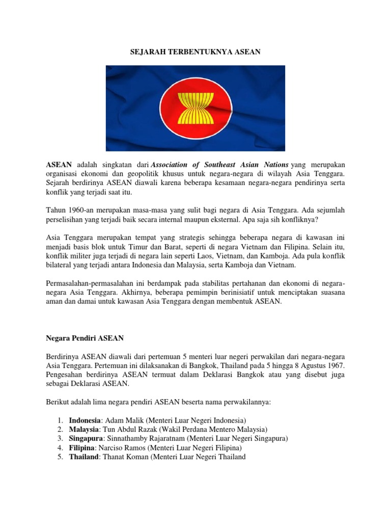 Sejarah Pembentukan ASEAN 1967 | PDF