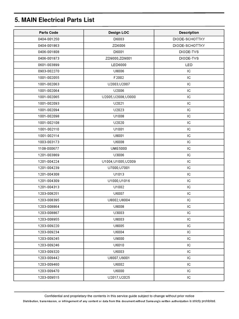 Electrical Part List | PDF