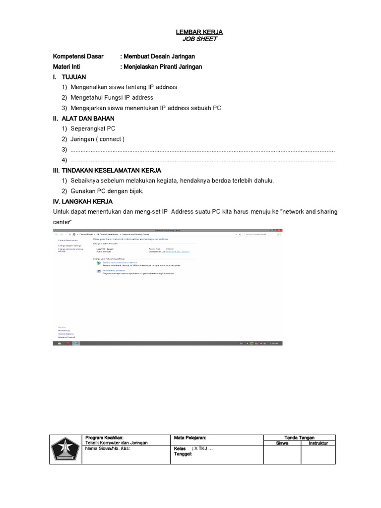 Jobsheet Setting IP Address | PDF | Game & Aktivitas | Teknologi & Rekayasa