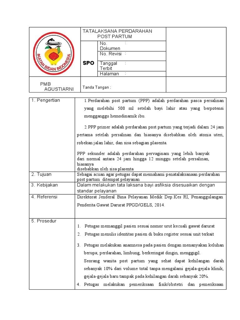 Sop Hemoragic Post Partum | PDF