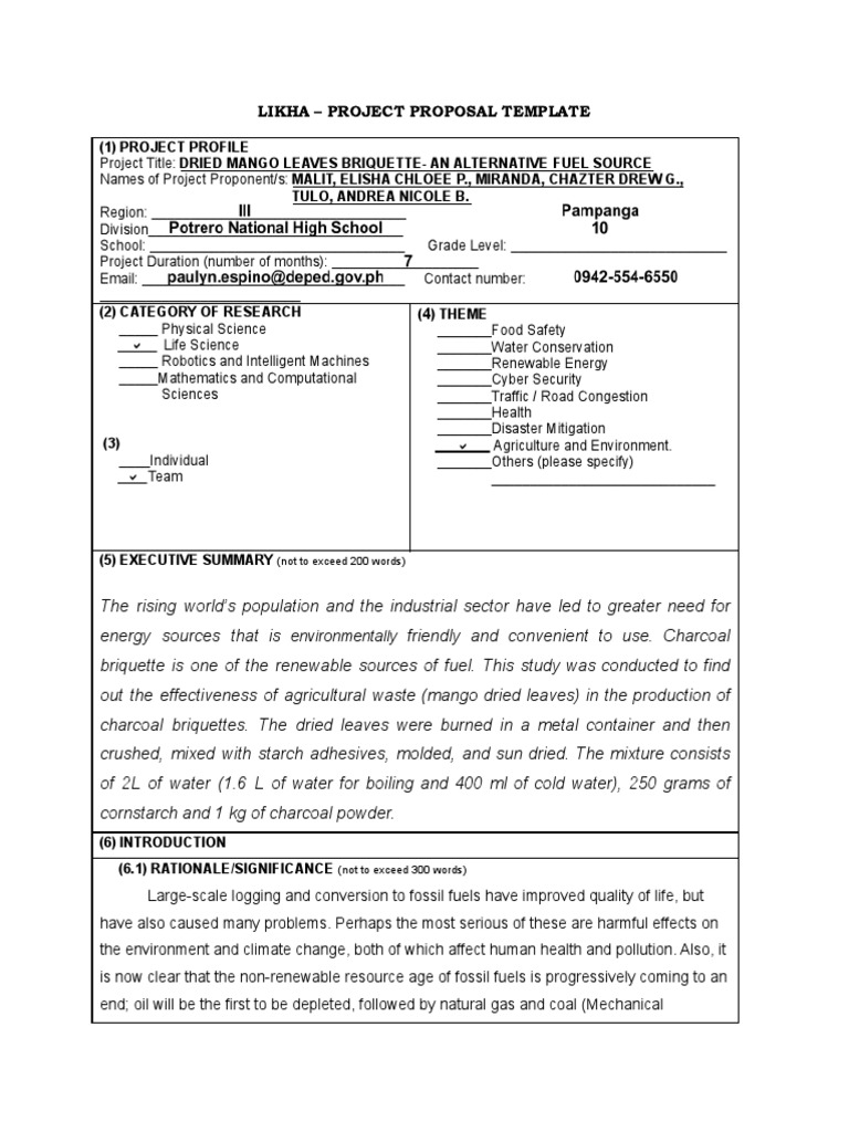 Likha - Project Proposal Template - Potrero NHS JHS - Team | PDF ...