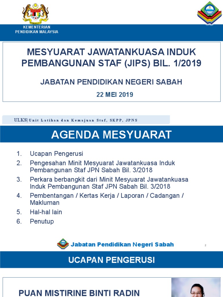 SLAID UTAMA Mesyuarat JIPS Bil 1 - 2019 | PDF