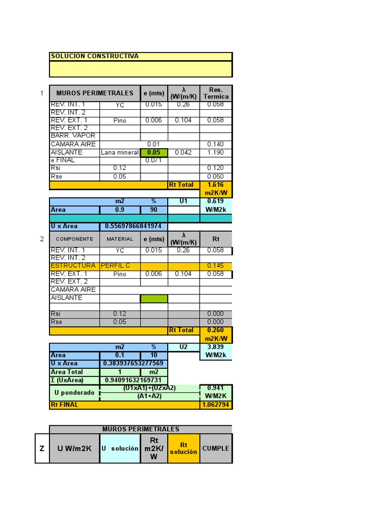 Cálculo-Rt-y-U DITEC V2.0 2017 | PDF | Ingeniería de Edificación | Procesos industriales