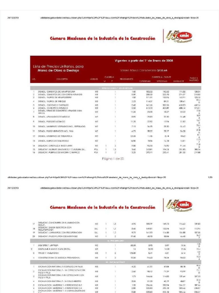 PDF Catalogo de Rendimiento y Precios Cmic - Compress | PDF