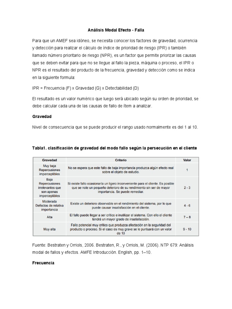 Tabla de Criterios AMEF | PDF