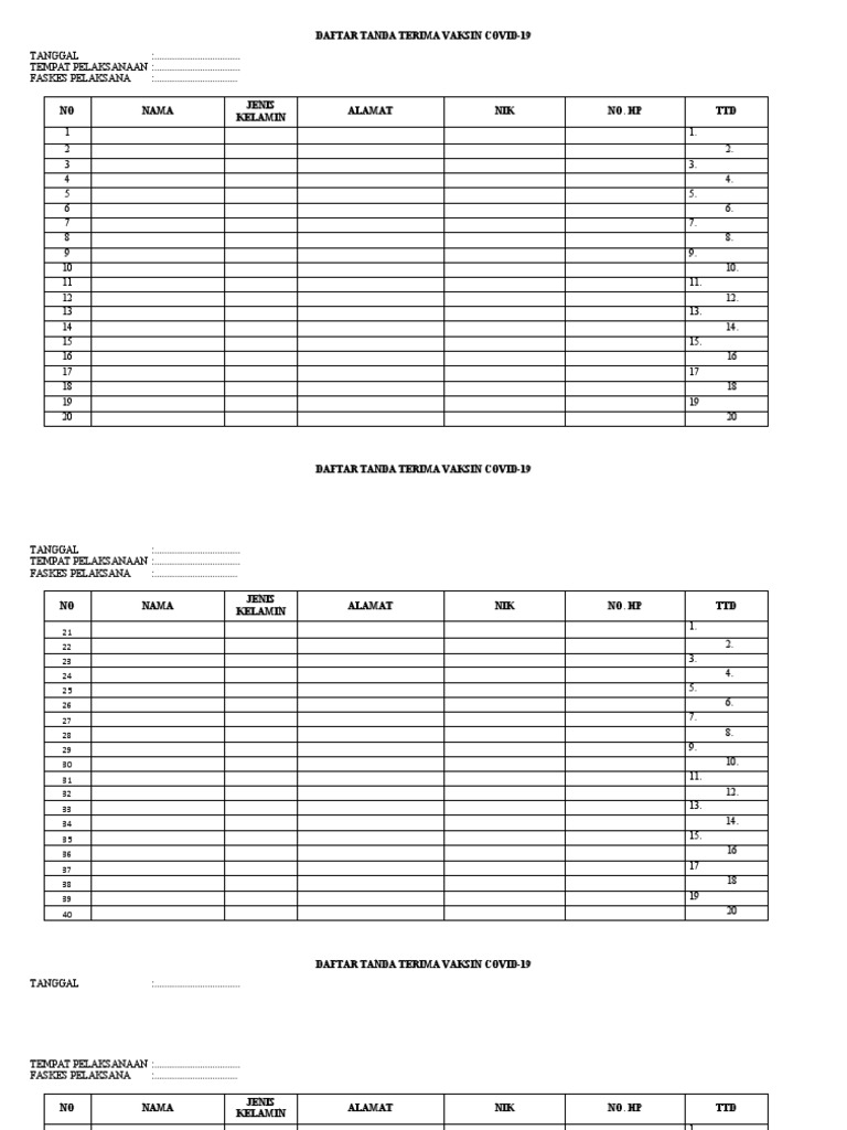 CONTOH FORM ABSENSI | PDF