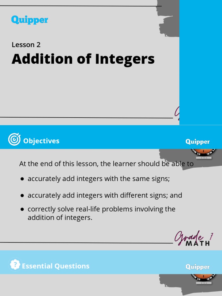 2.1.2 Addition of Integers | PDF | Integer | Abstract Algebra