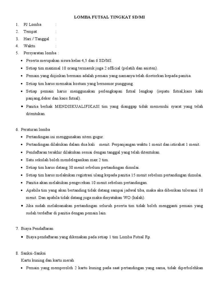 Lomba Futsal Tingkat SD | PDF
