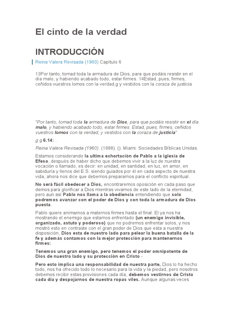 El Cinto de La Verdad | PDF | Jesús | Verdad