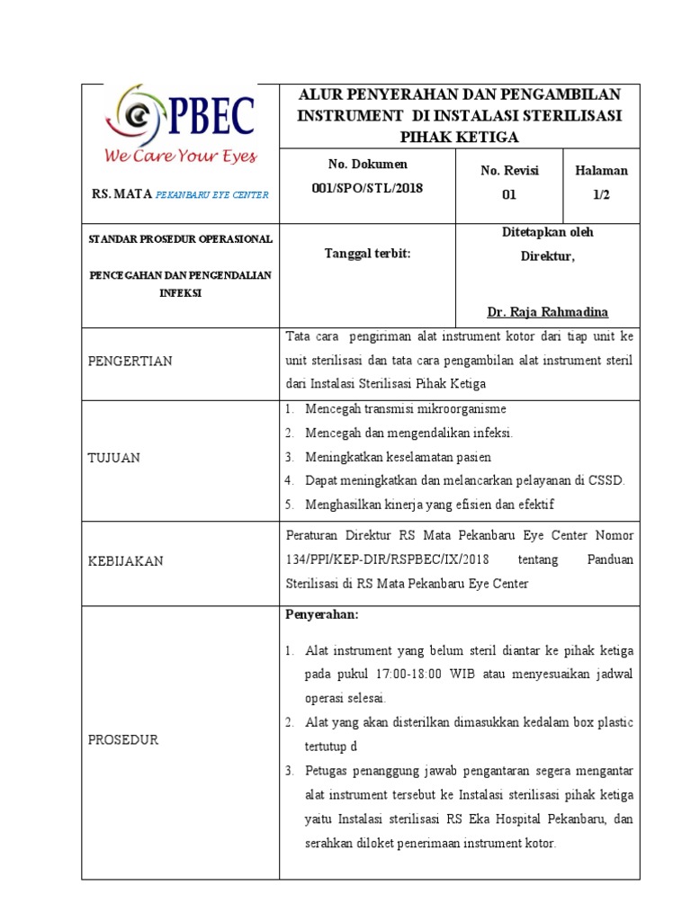 SPO Penyerahan Dan Pengambilan Instrumen Ke Pihak Ke 3 | PDF | Teknologi & Rekayasa