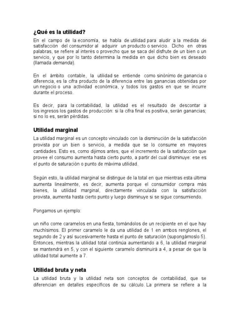 Utilidad Definicion | PDF | Utilidad | Utilidad marginal