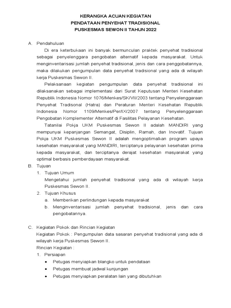 KAK Pendataan Hatra | PDF | Pengembangan Diri