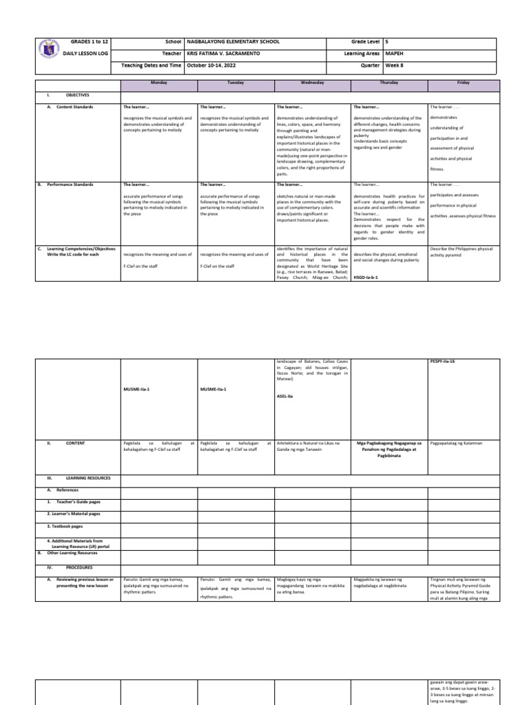 Q1 W8 Mapeh | PDF | Learning | Cognitive Science