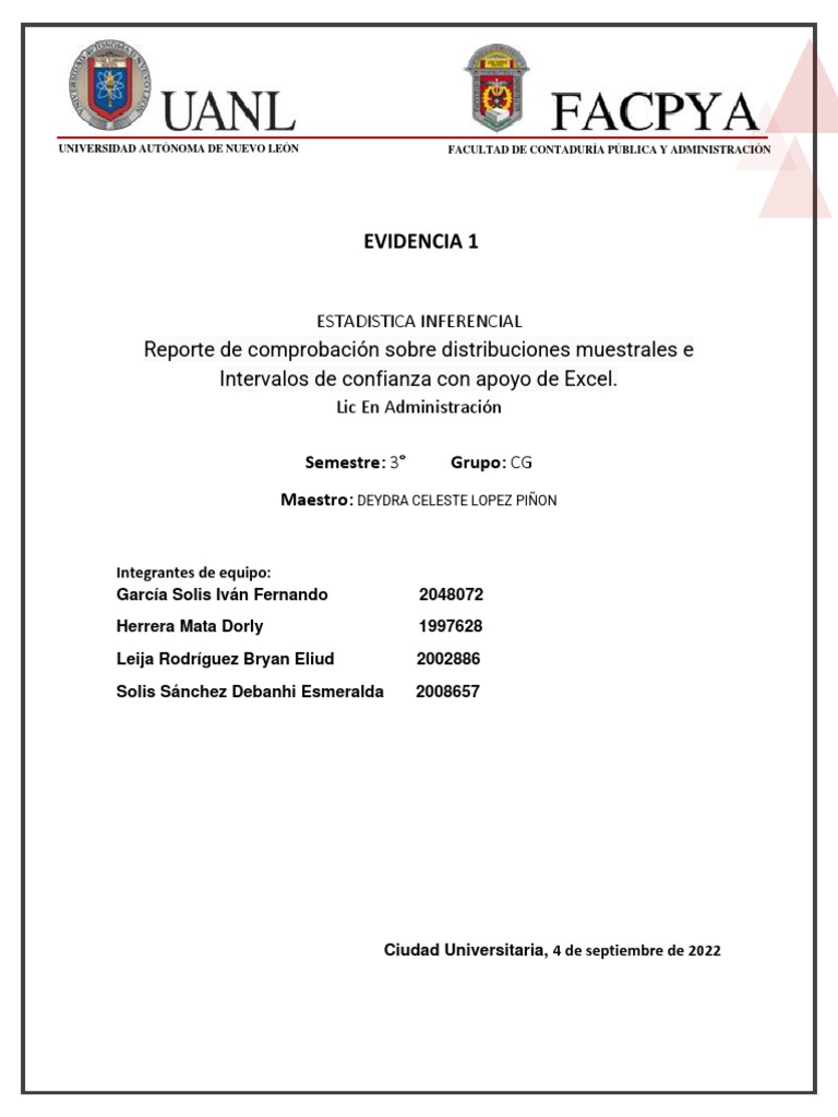 Equipo#3 Esti Ev1 | PDF | Intervalo de confianza | Desviación Estándar