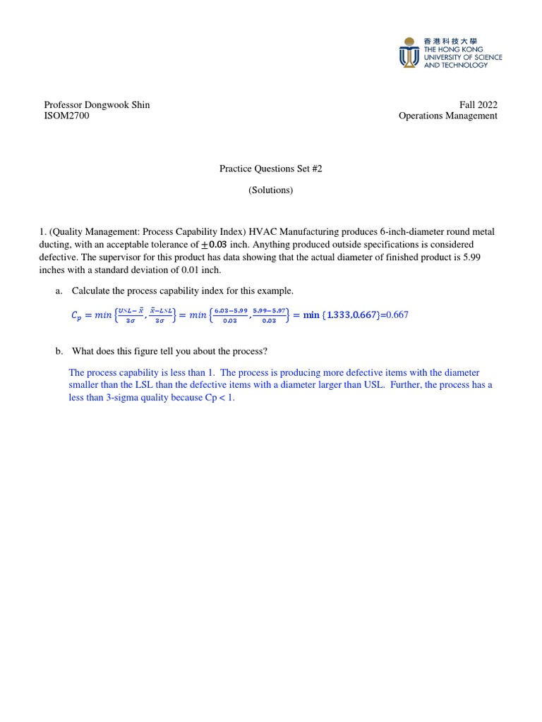 ISOM2700 Practice Set2 Sol | PDF | Resistor | Engineering Tolerance