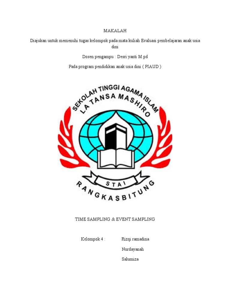 Time Sampling Dan Event Sampling-1 | PDF | Karier & Perkembangan ...