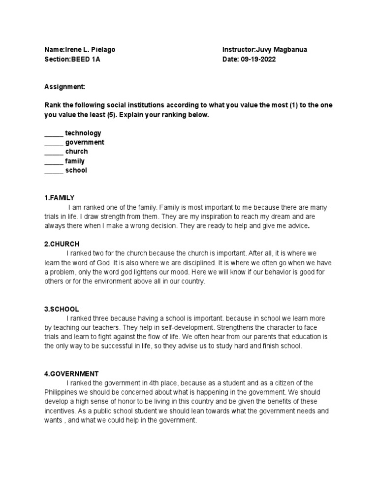 Assignment-Irene L. Pielago | PDF | Wellness