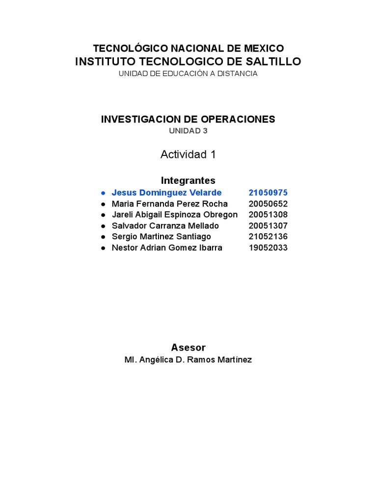 Actividad 1 Unicad 3 | PDF