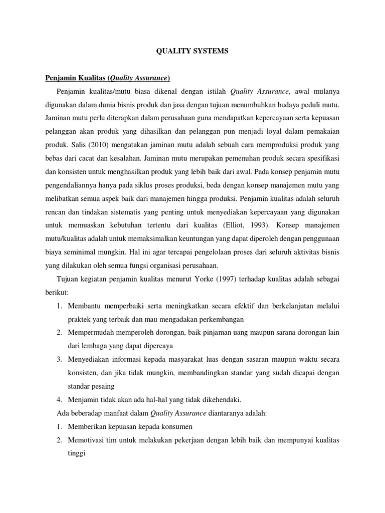 Materi Minggu 3, Quality System | PDF