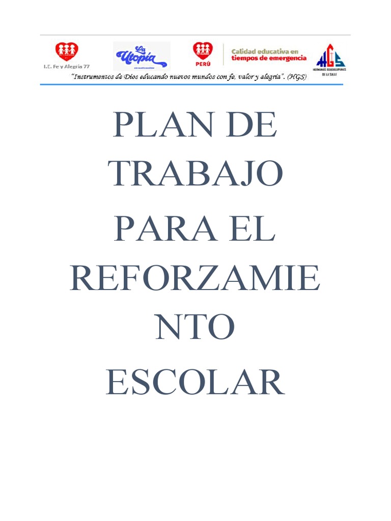 Modelo PLAN DE REFUERZO ESCOLAR ACTUALIZADO PRIM | PDF