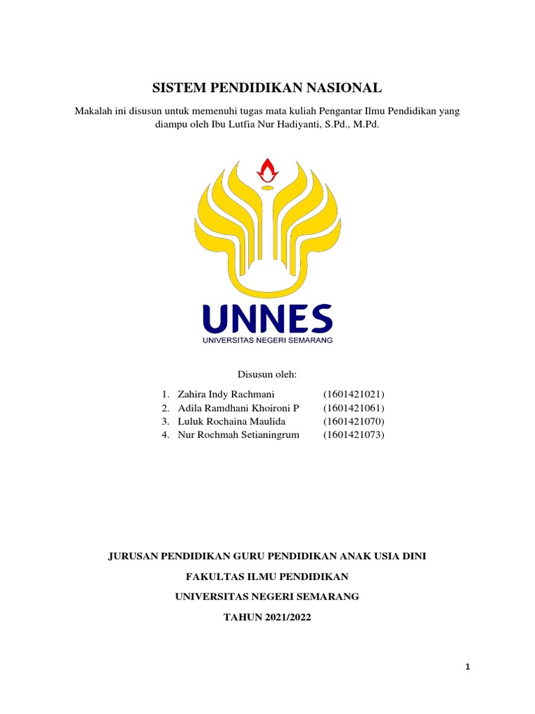 Makalah Sistem Pendidikan Nasional | PDF