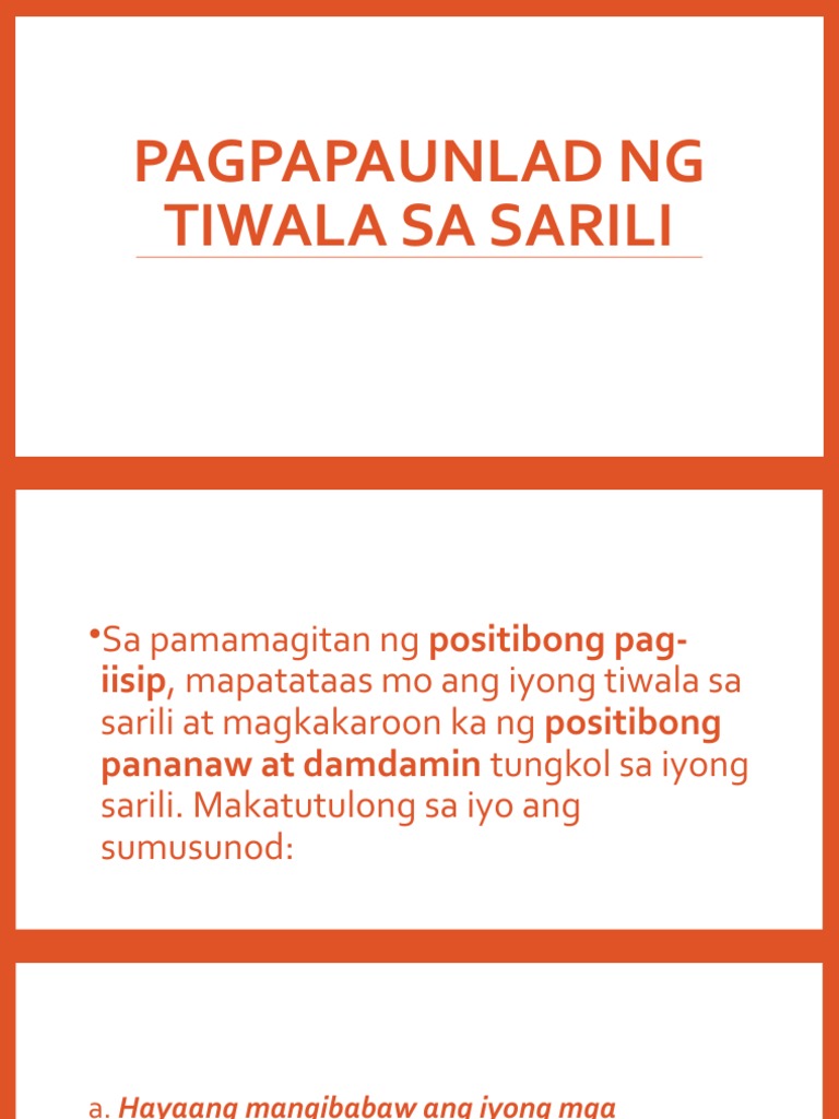 Pagpapaunlad NG Tiwala Sa Sarili | PDF