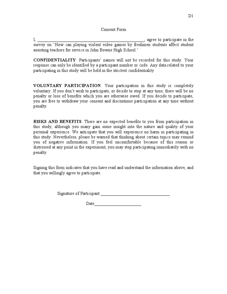 Voluntary Participation Consent Form | PDF