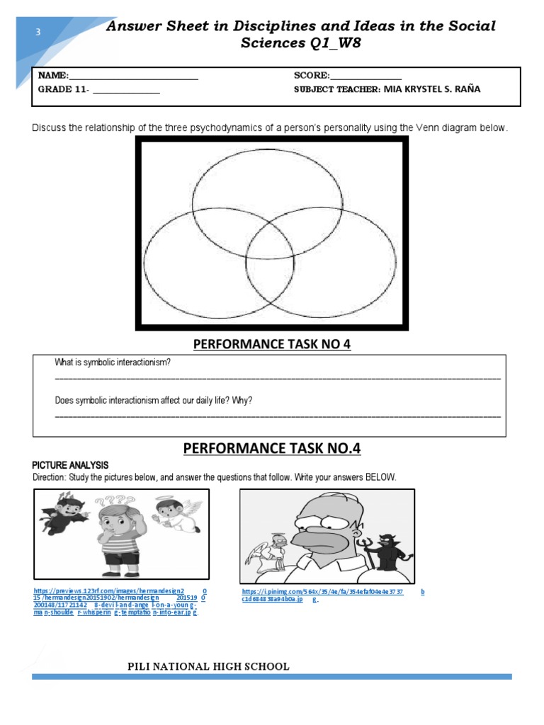 Diss Q1 - Week 8 Answer Sheet | PDF | Id | Psychoanalysis