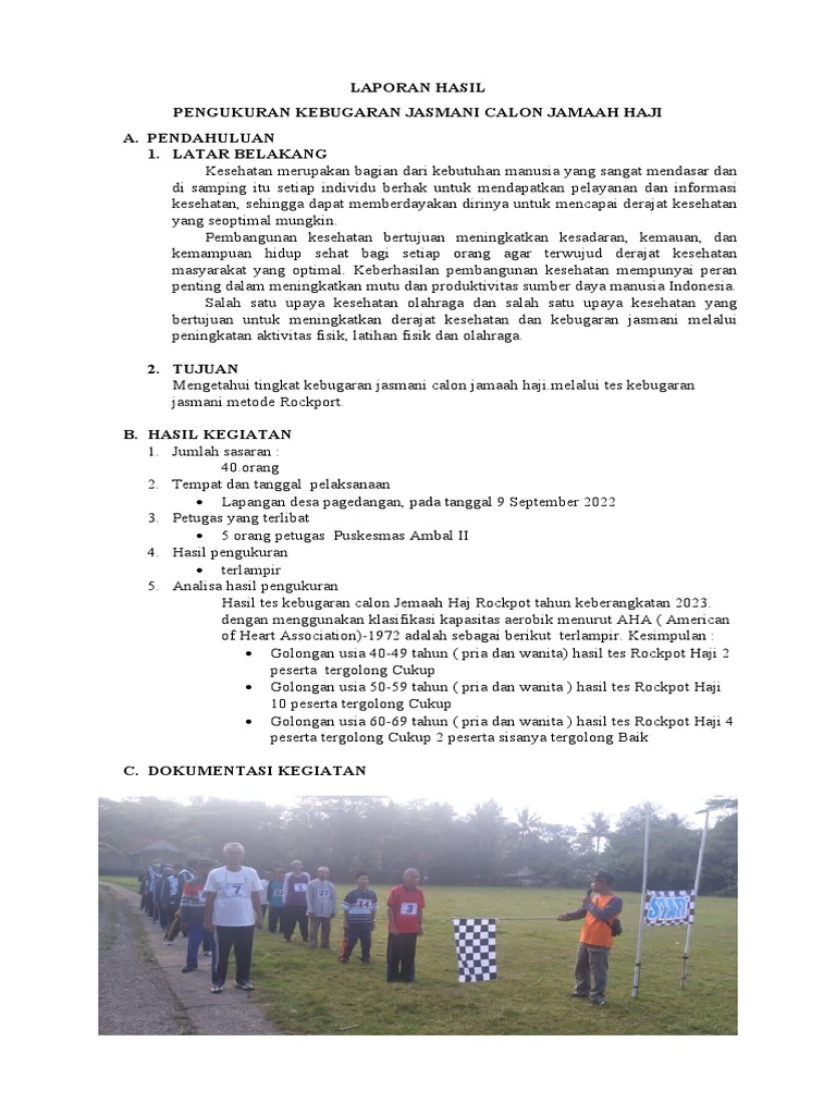 Laporan Hasil Kebugaran Jasmani | PDF