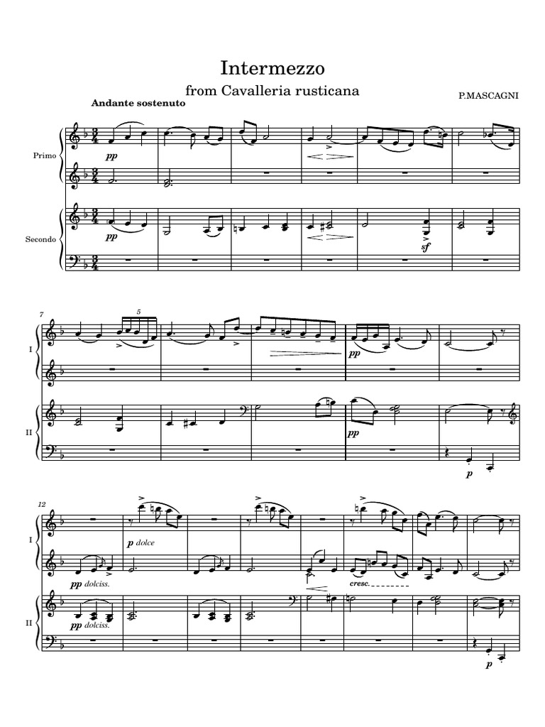 Mascagni/Intermezzo | PDF | Opera | Vocal Music