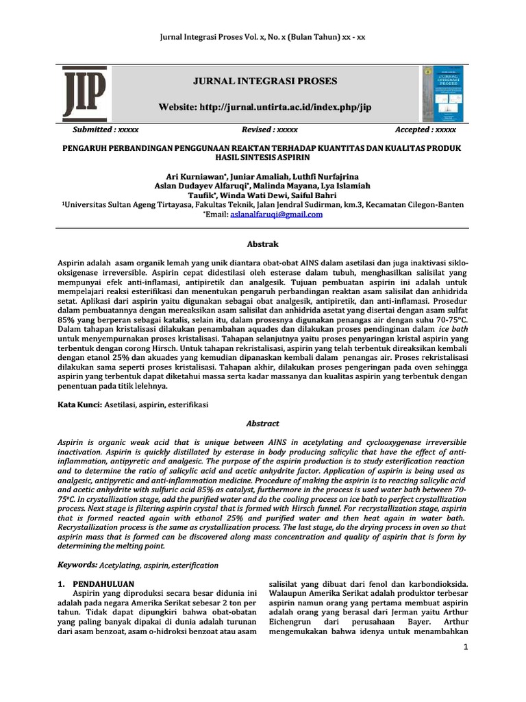 Jurnal Integrasi Proses Jurnal Integrasi Proses Website: Website: Http ...