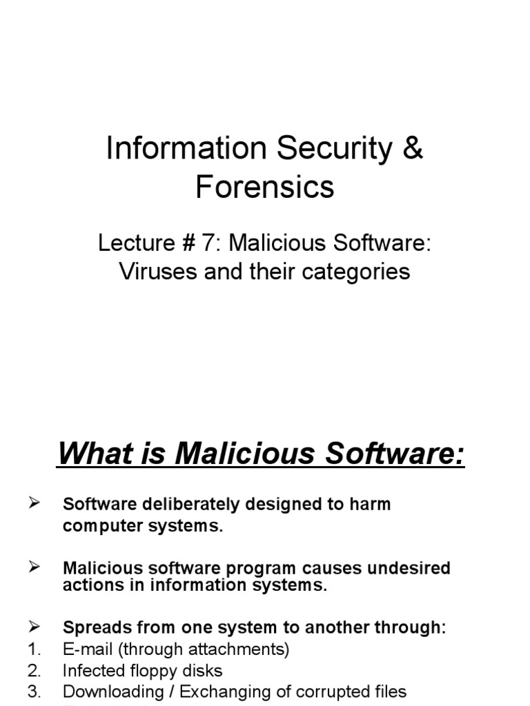 IS & F Lecture 7 8 9 10 - MaliciousSoftware & Security Attacks | PDF ...