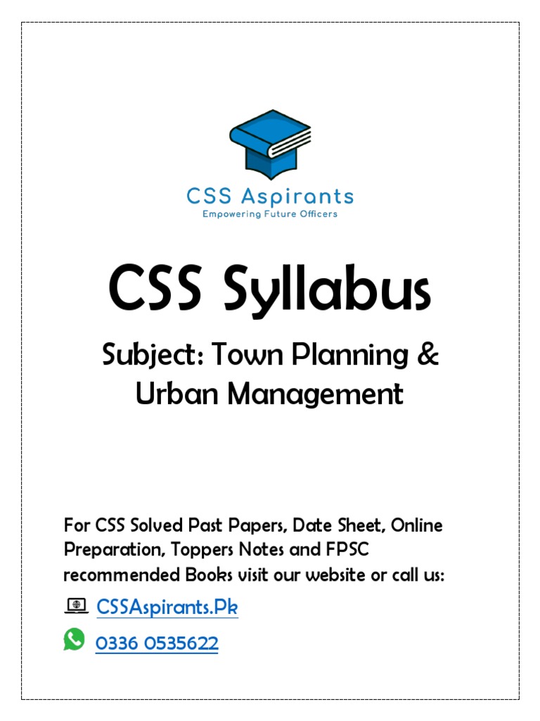 Town Planning Urban Management Css Syllabus Pdf Urban Planning