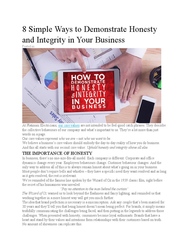 8 Simple Ways To Demonstrate Honesty and Integrity in Your Business ...