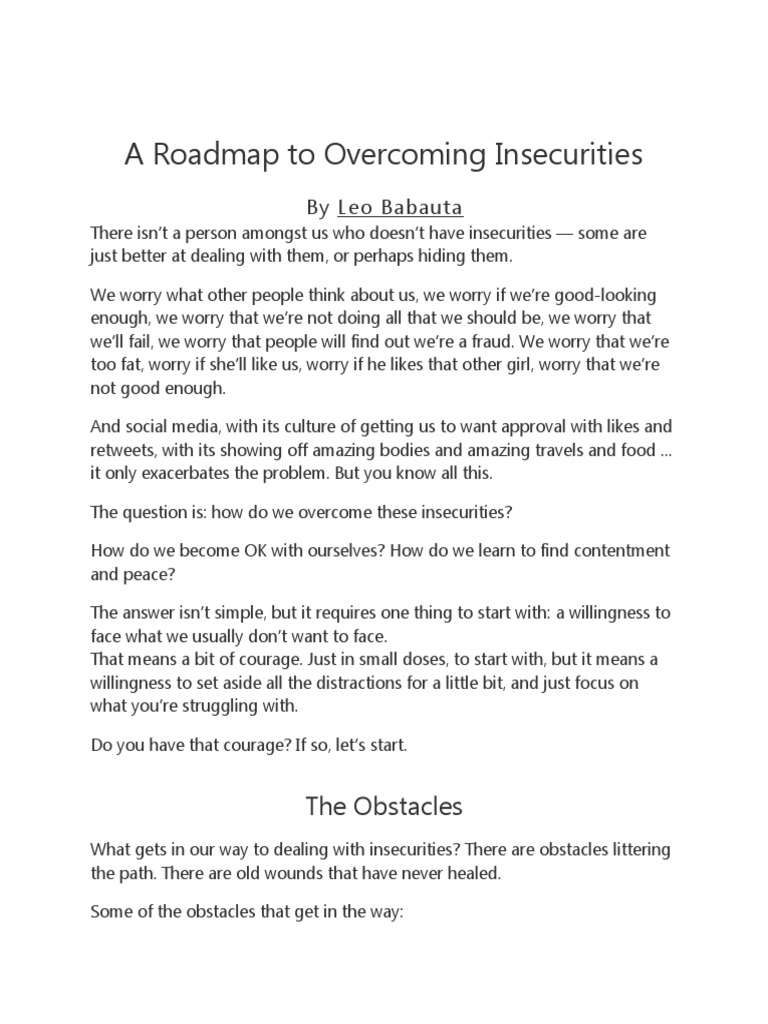 A Roadmap To Overcoming Insecurities | PDF | Psychological Concepts ...