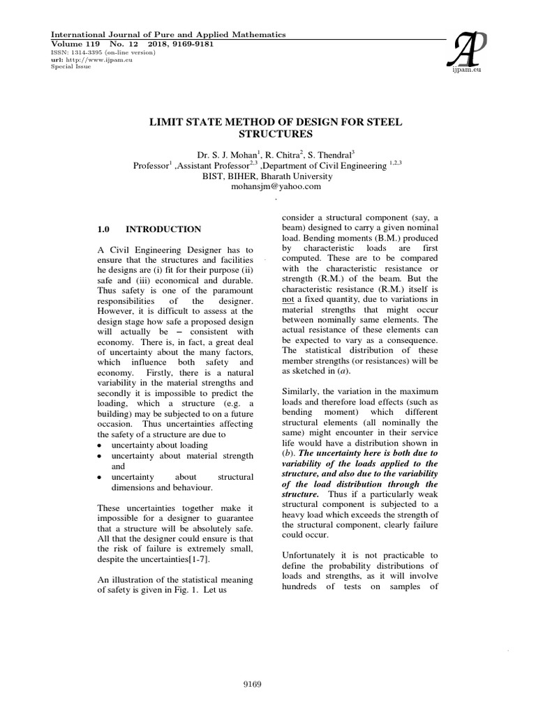 Limit State Method For Design of Steel Structures | PDF | Strength Of ...