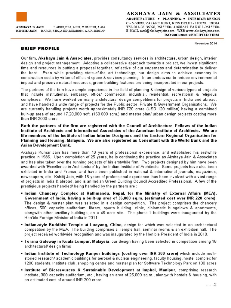 AJA Architecture - Brief Profile | PDF | Delhi | Architect