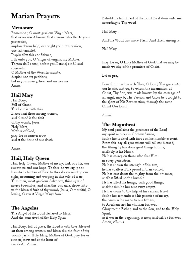 Essential Marian Prayers Guide | PDF | Mary, Mother Of Jesus | Rosary