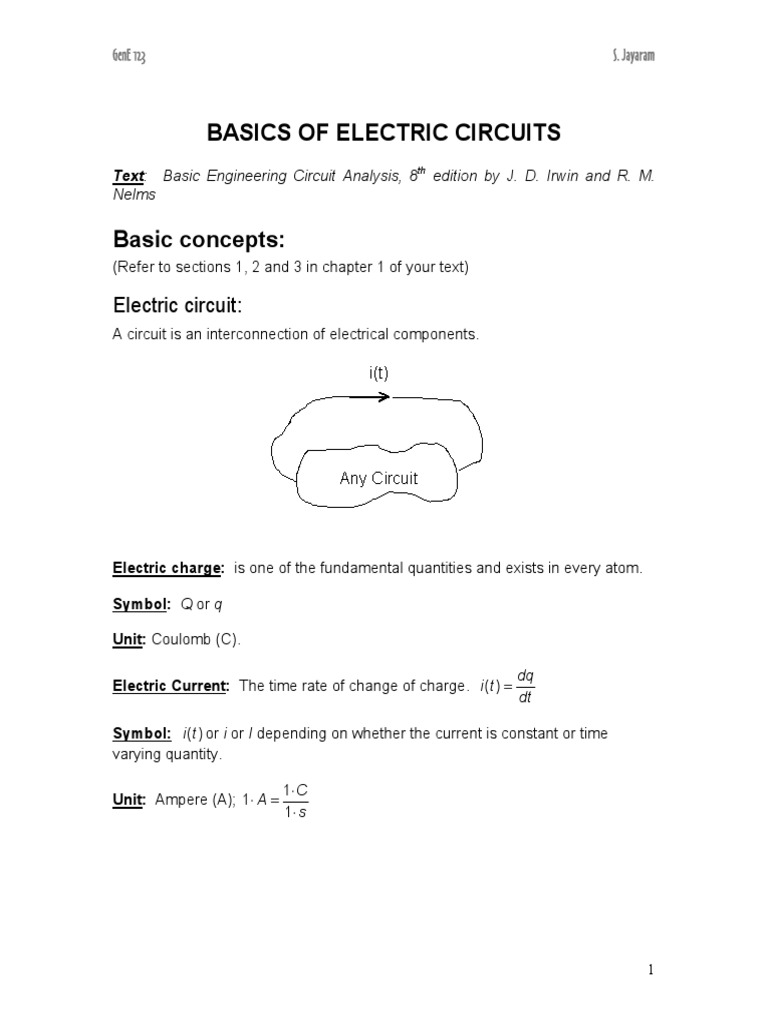 3 Basics Of Electric Circuits Pdf Electric Current Electrical Network