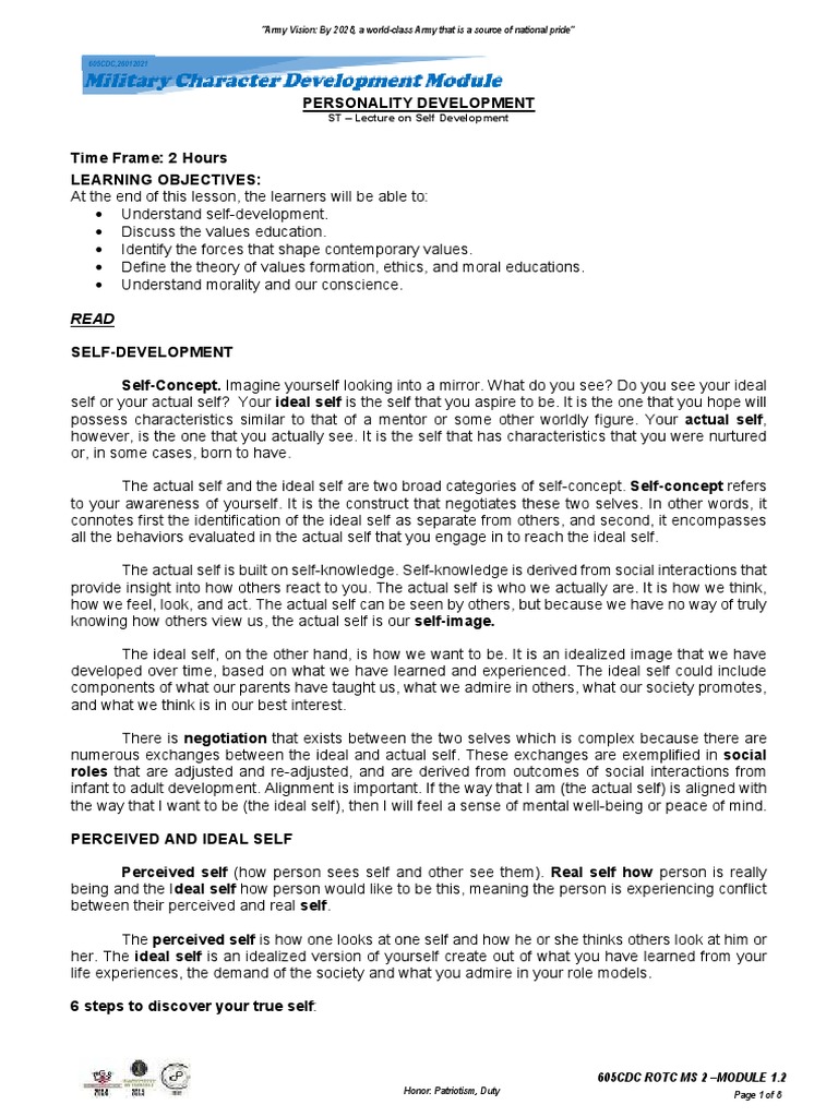 1.2 Personality Development | PDF | Id | Self Esteem